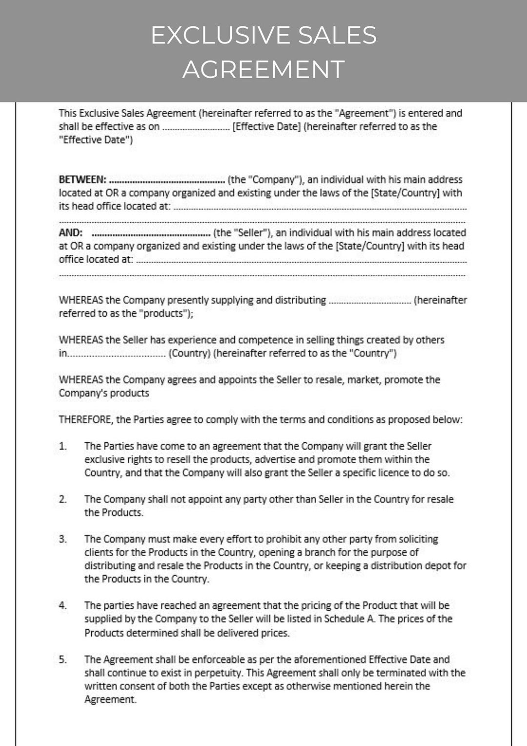 Exclusive Sales Agreement, Contract Agreement, Sales Contract Template, Sales Agreement Template ...