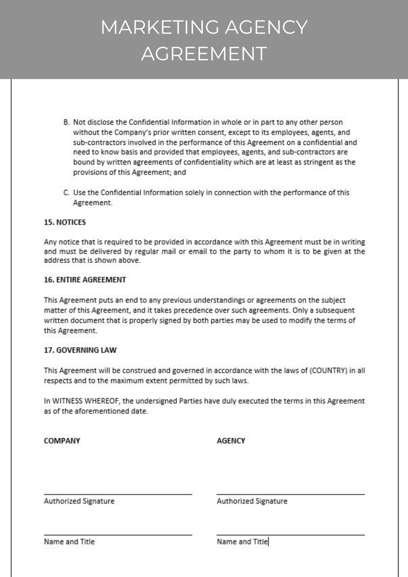 Marketing Agency Agreement, Contract Agreement, Marketing Agency ...
