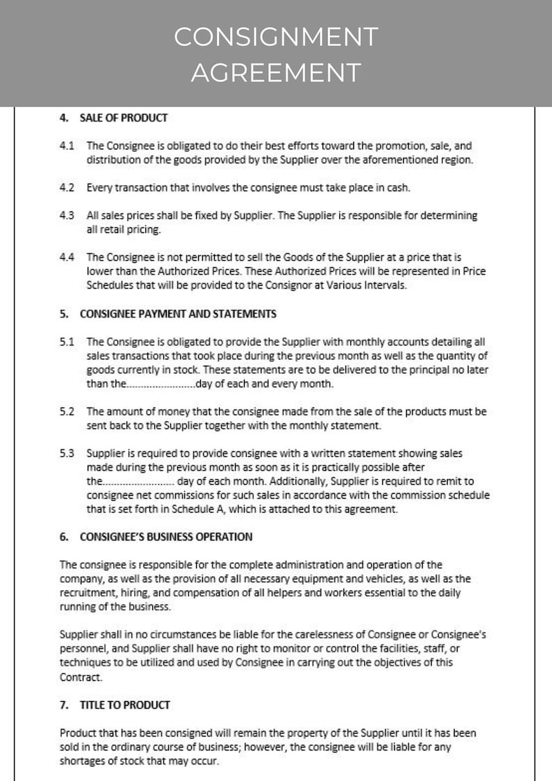 Consignment Agreement, Contract Agreement, Contract Template, Agreement ...