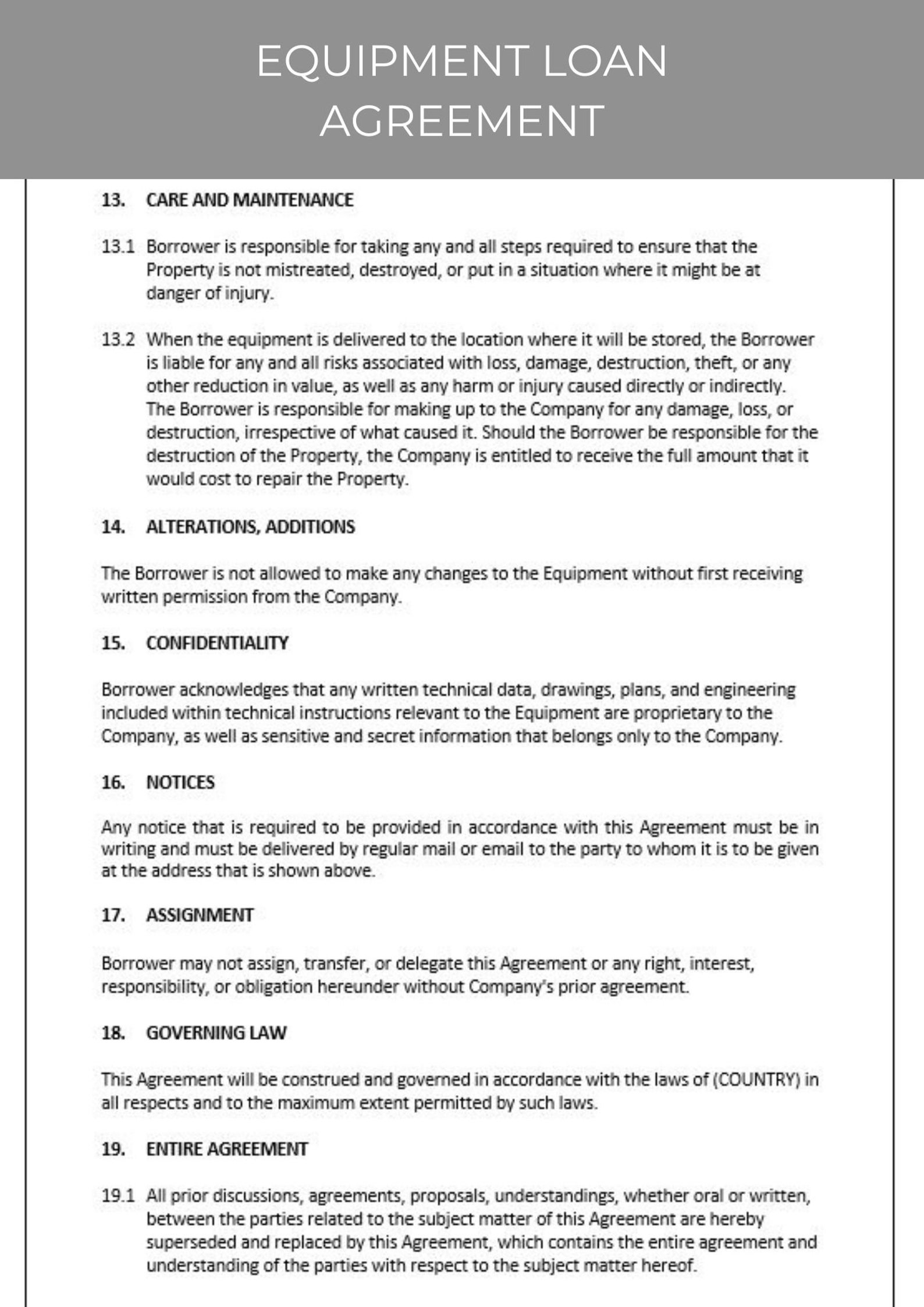 Equipment Loan Agreement - Etsy