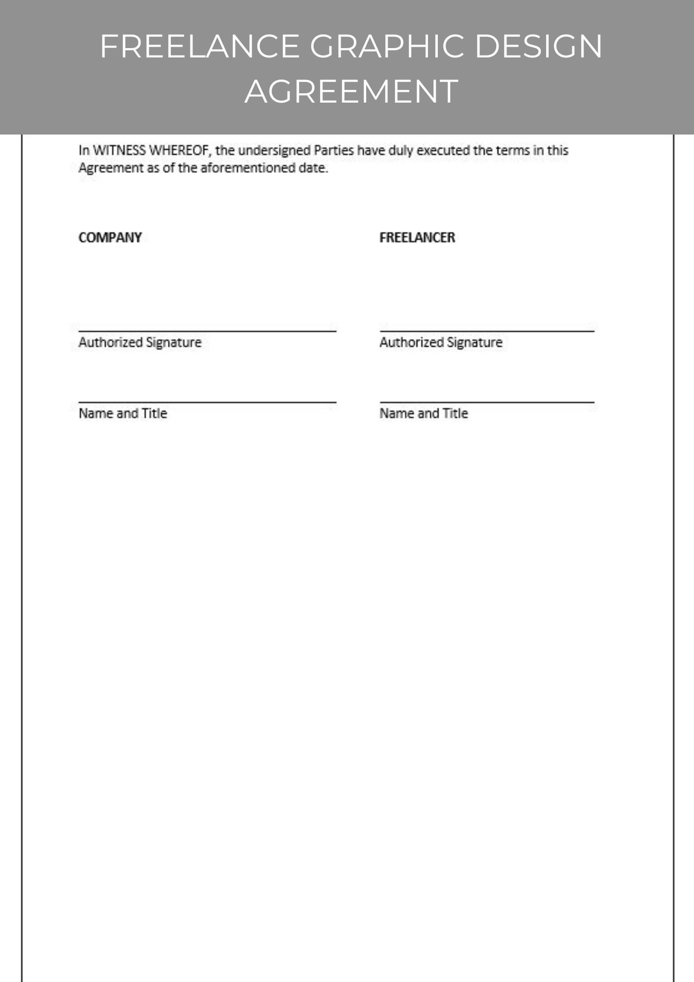 Freelance Graphic Design Agreement, Editable Template, Contract ...