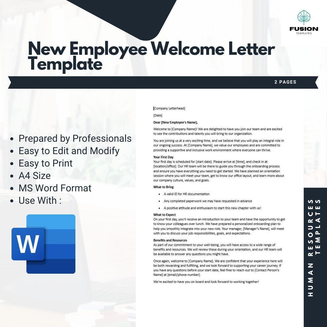 New Employee Welcome Letter Template - Etsy