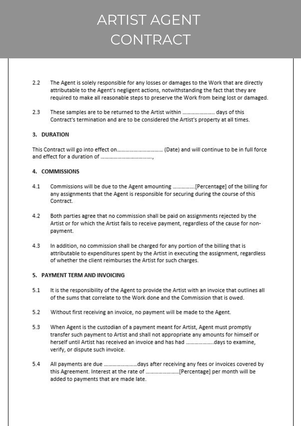 Artist Agent Contract - Etsy