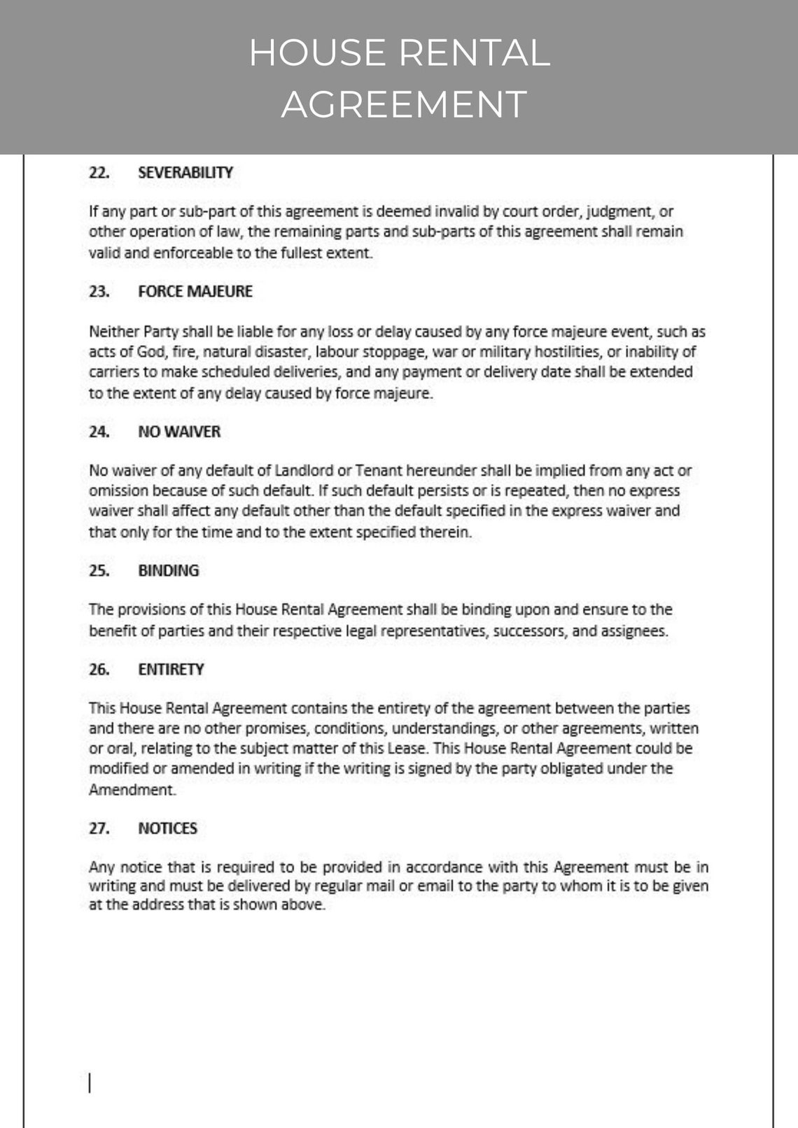 House Rental Agreement, Residential Lease, Rental Agreement, Lease ...