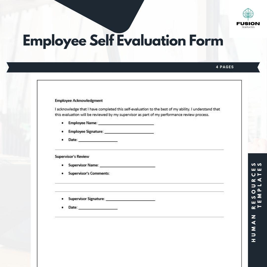 Employee Self Evaluation Form Templates Human Resources Documents ...