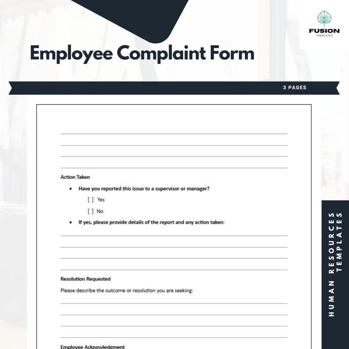 Employee Complaint Form Templates Human Resources Documents Templates ...