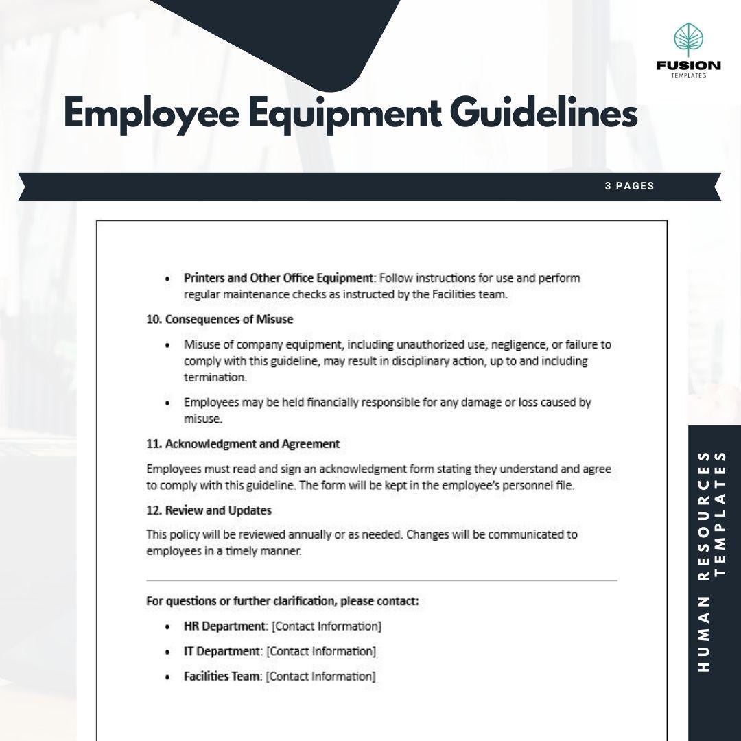 Employee Equipment Guidelines Template - Etsy