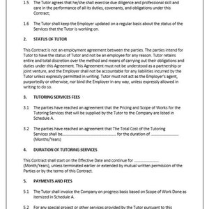 Tutoring Contract - Etsy