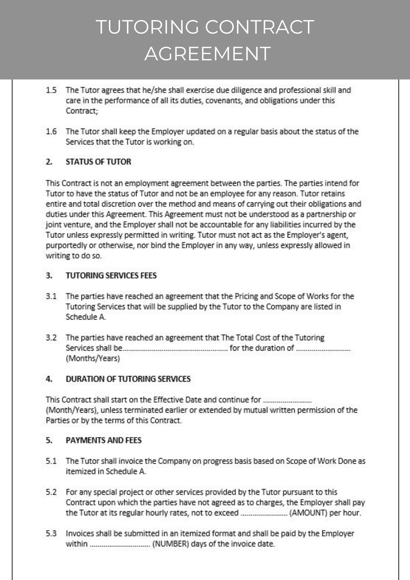 Tutoring Contract - Etsy