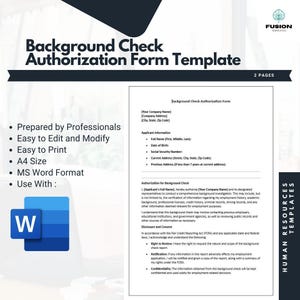 Background Check Authorization Template - Etsy