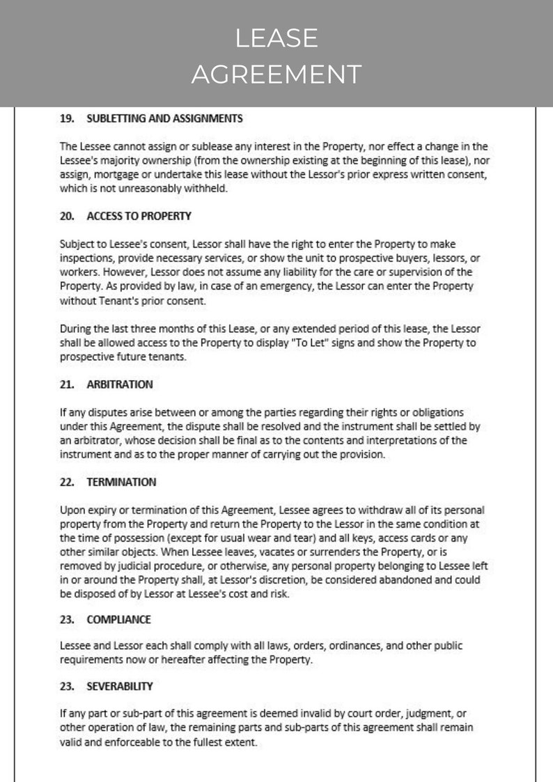 Lease Agreement, Rental Agreement, Commercial Lease, Lease Contract ...