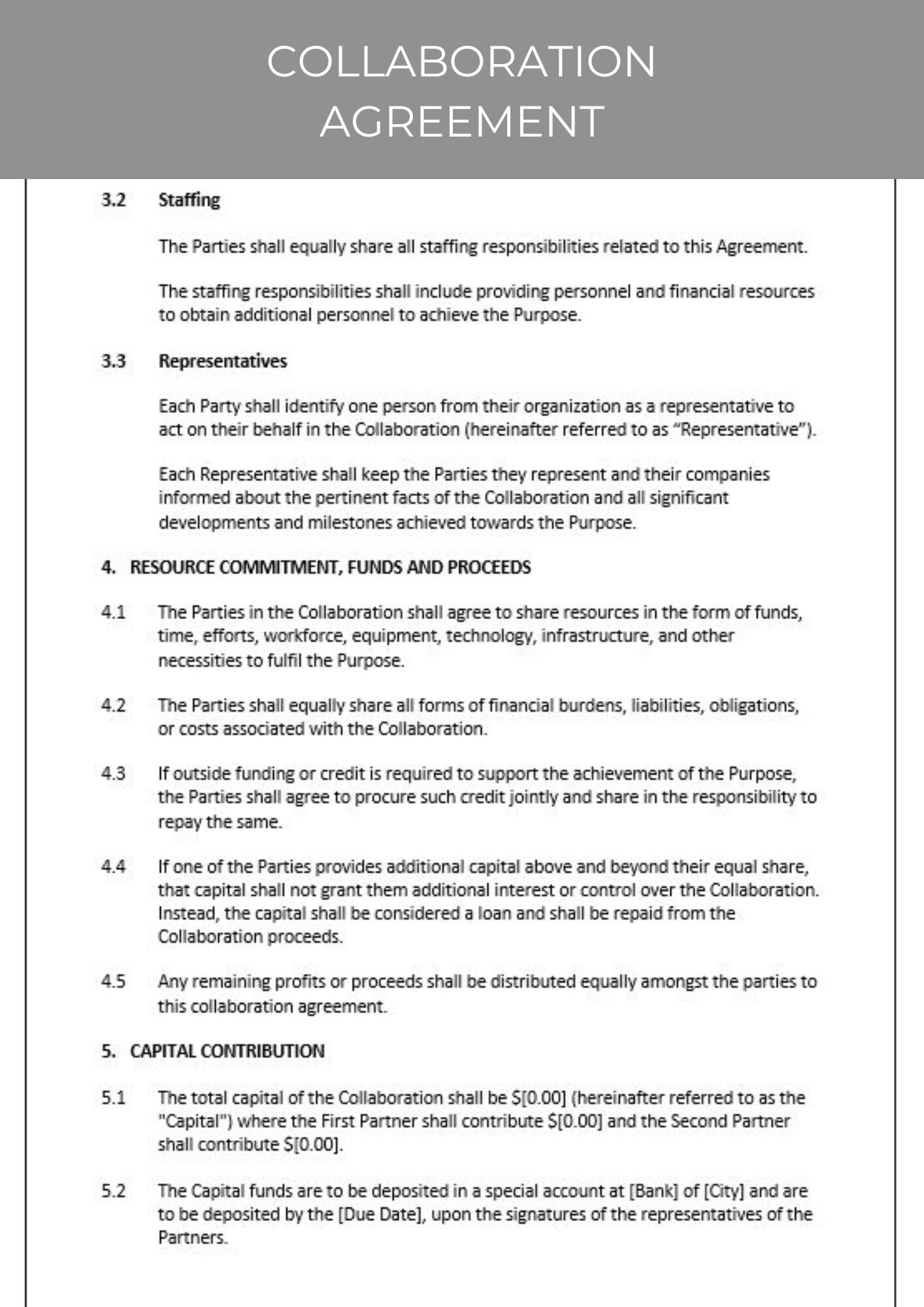 Collaboration Agreement, Contract Agreement, Editable Template ...