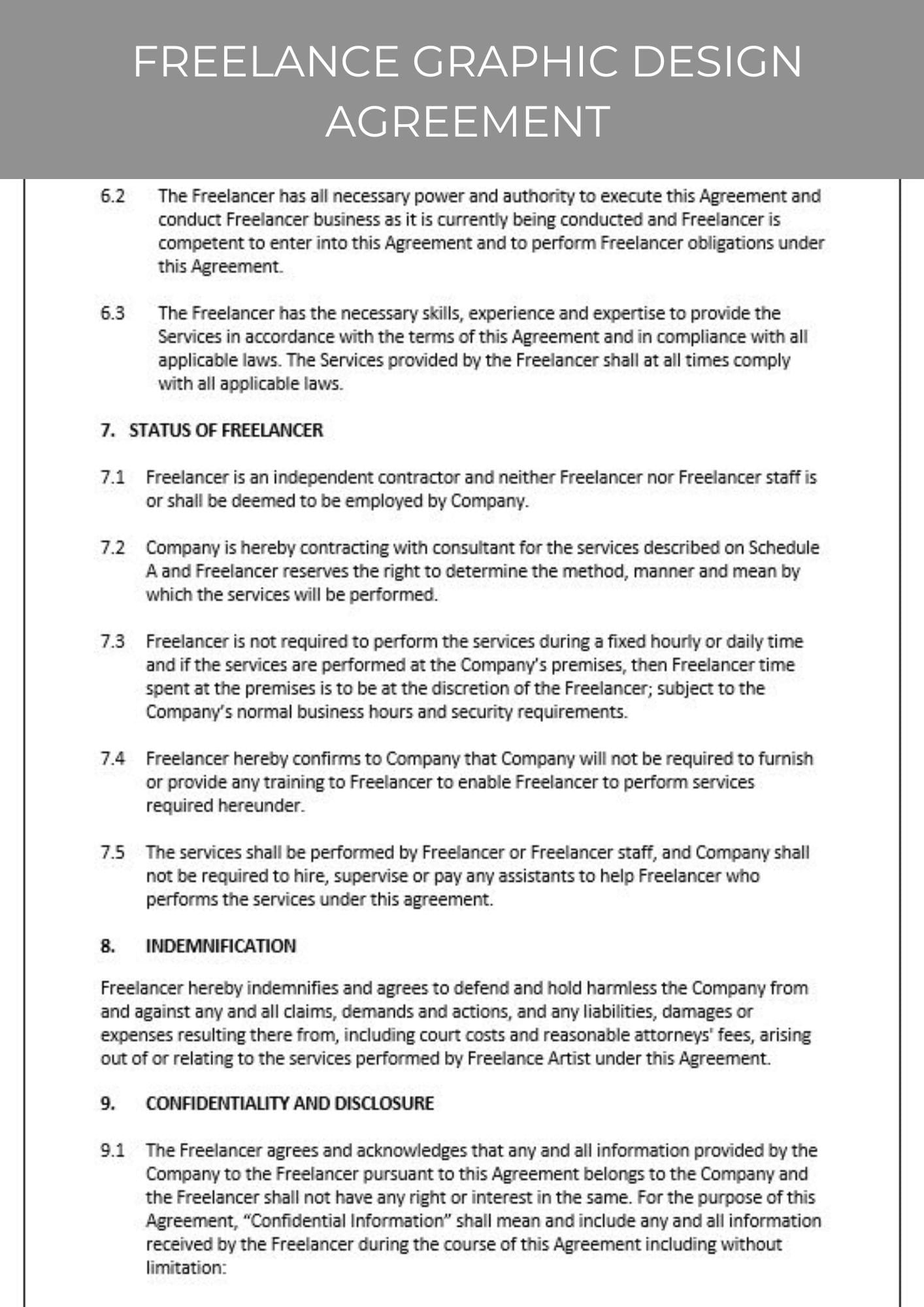 Freelance Graphic Design Agreement, Editable Template, Contract ...