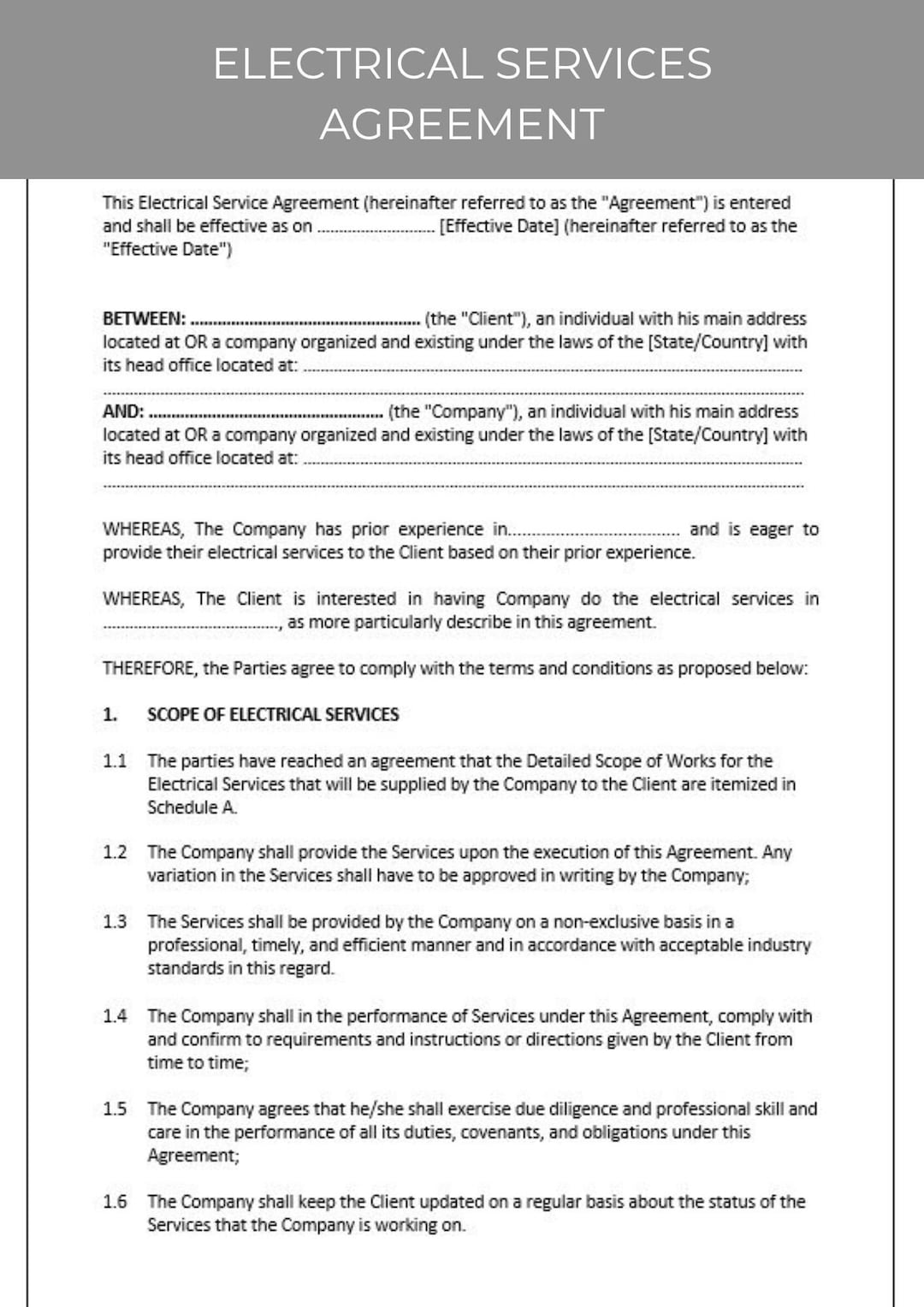 Electrical Services Agreement - Etsy