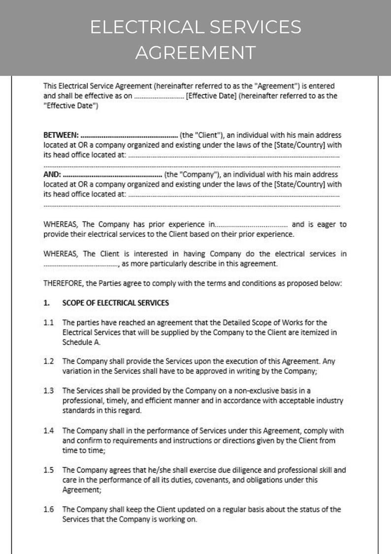Electrical Services Agreement - Etsy