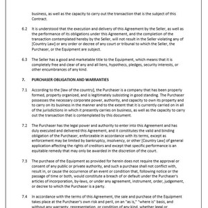Equipment Purchase Agreement, Contract Agreement, Contract Template ...