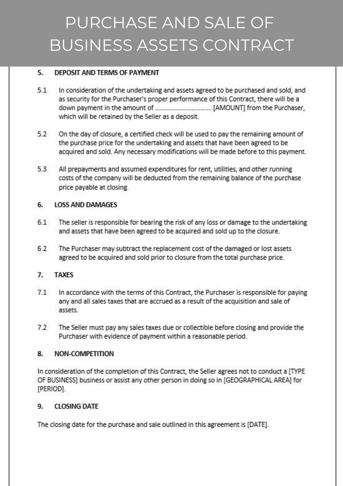 Purchase and Sale of Business Assets Contract - Etsy