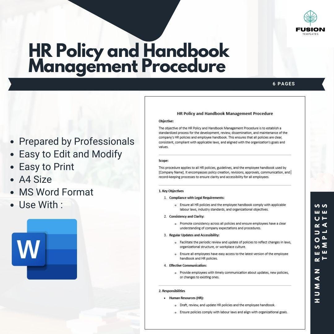 HR Policy and Handbook Management Procedure Template Human Resources ...
