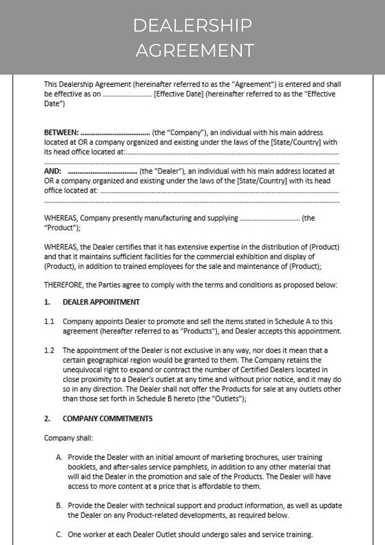 Dealership Agreement - Etsy