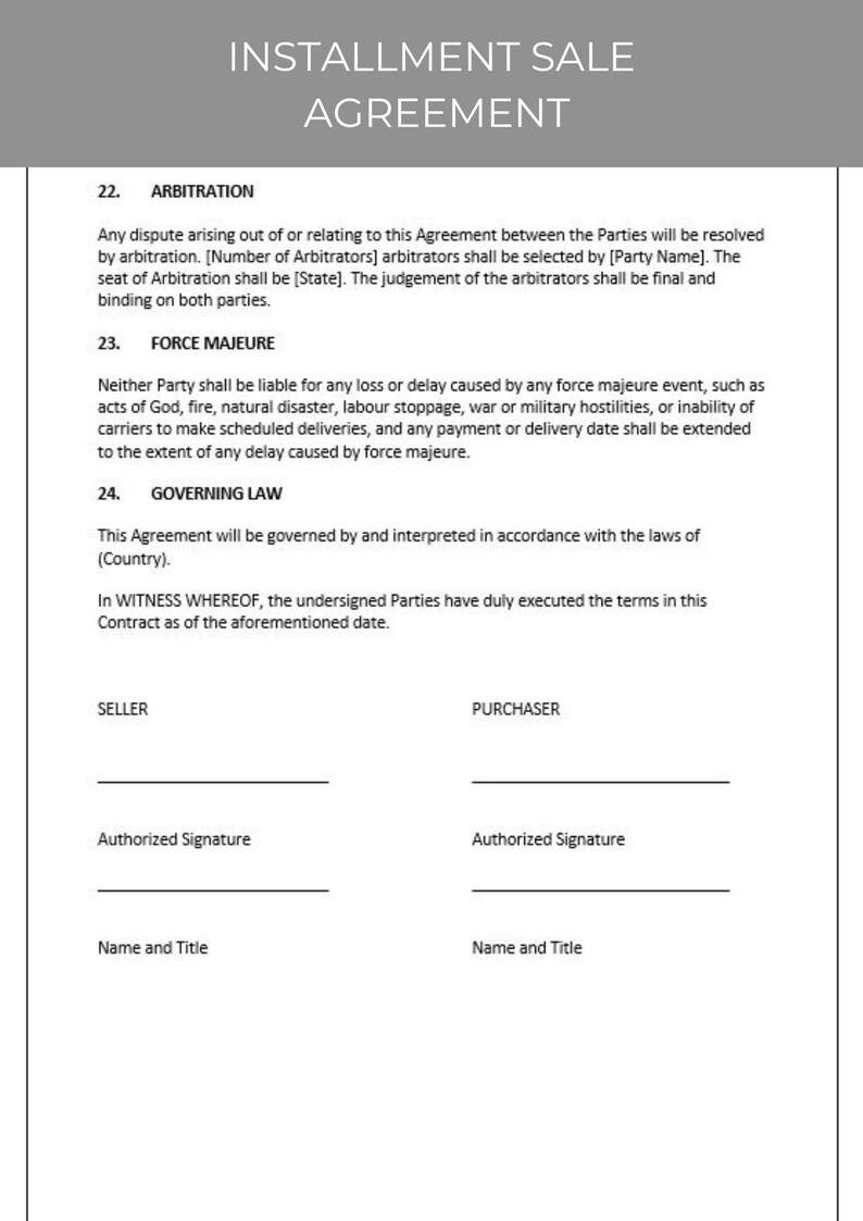 Installment Sale Agreement - Etsy