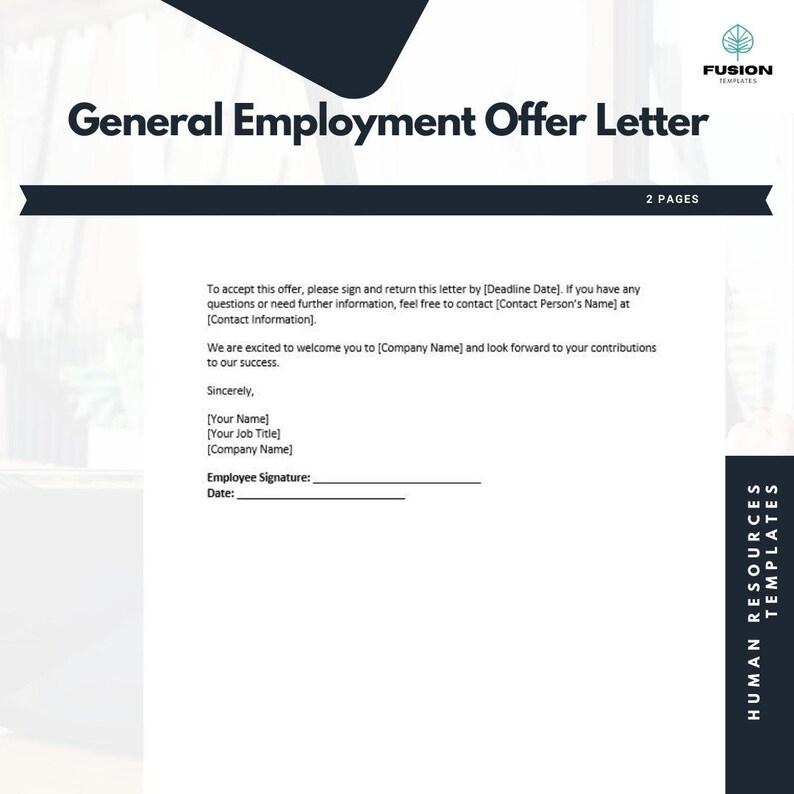 General Employment Offer Letter Template - Etsy