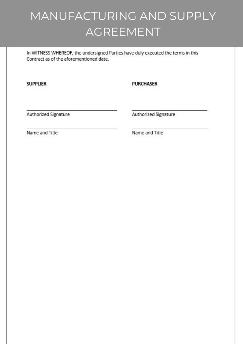 Manufacturing and Supply Agreement - Etsy