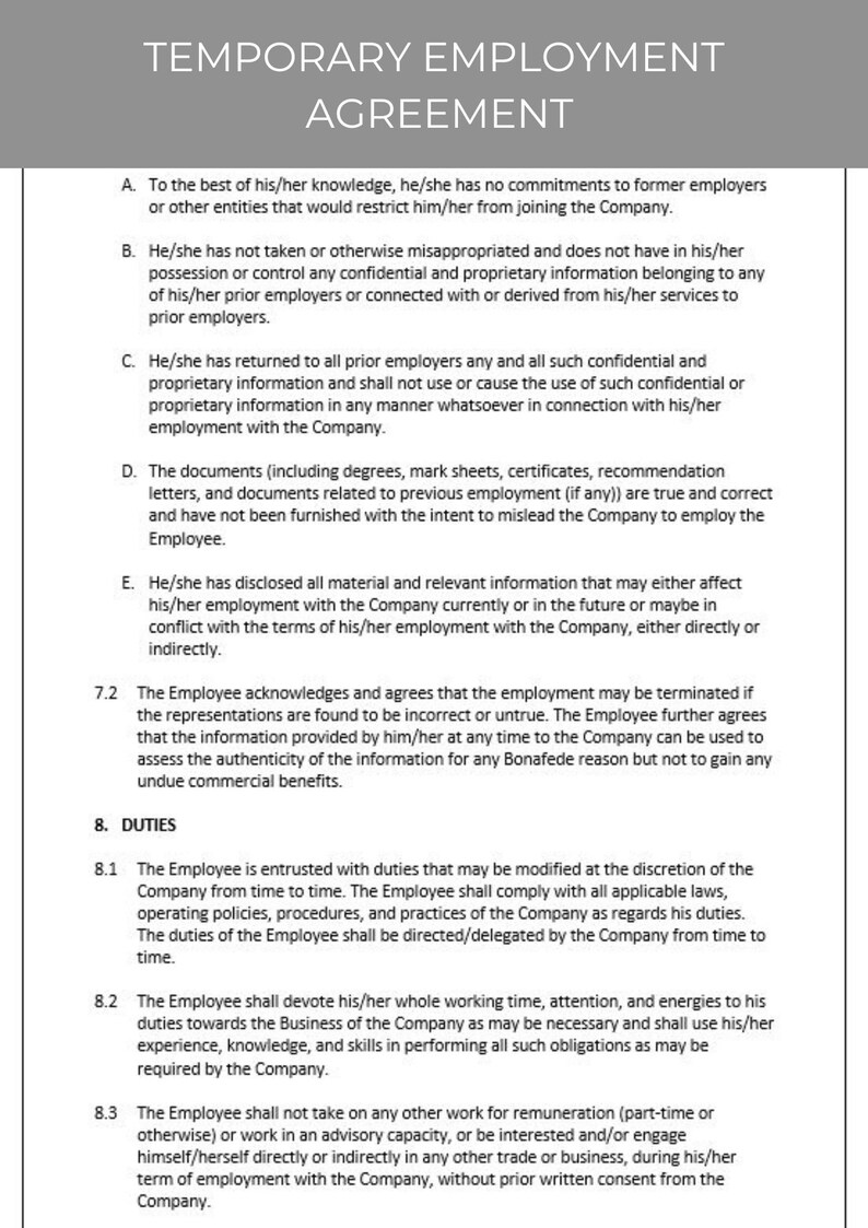 Temporary Employment Agreement - Etsy