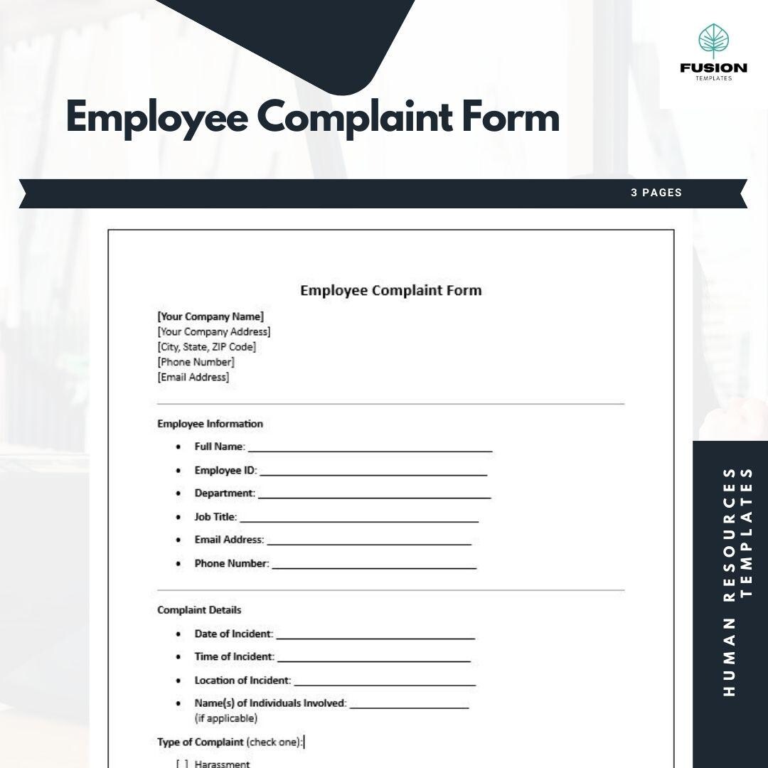 Employee Complaint Form Templates Human Resources Documents Templates ...