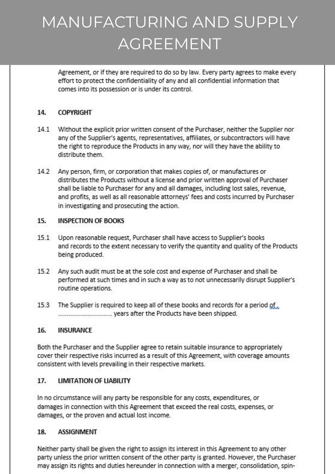 Manufacturing and Supply Agreement - Etsy