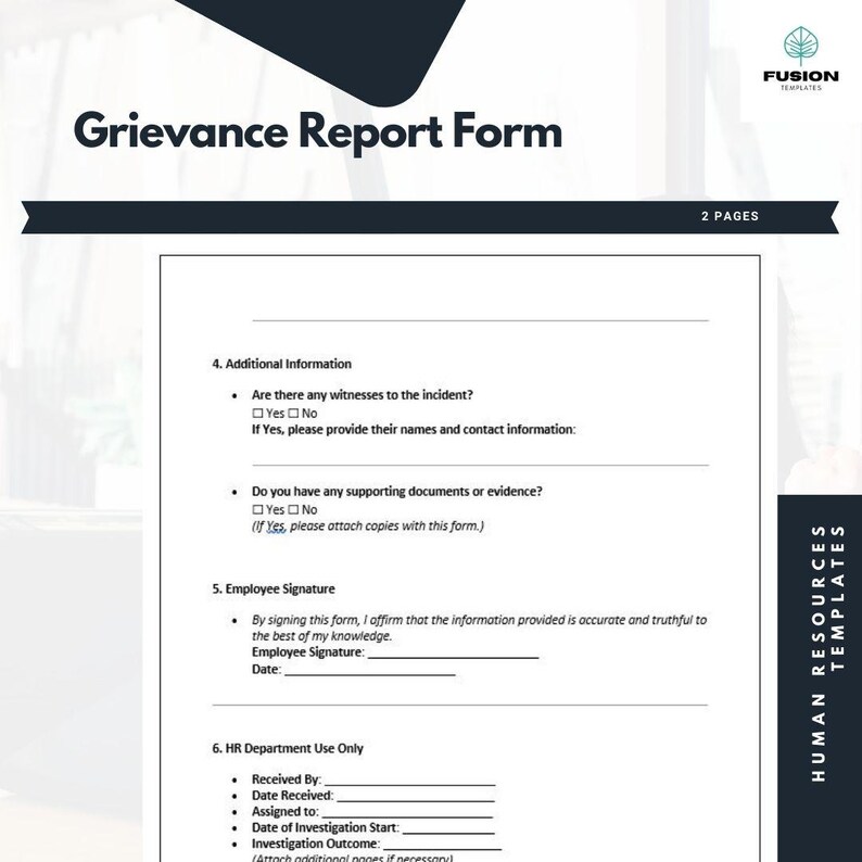 Grievance Report Form Template - Etsy