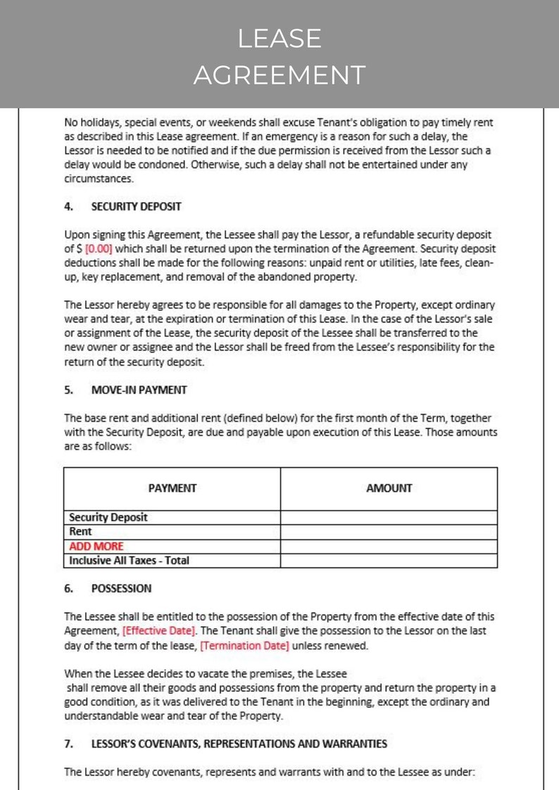 Lease Agreement, Rental Agreement, Commercial Lease, Lease Contract ...