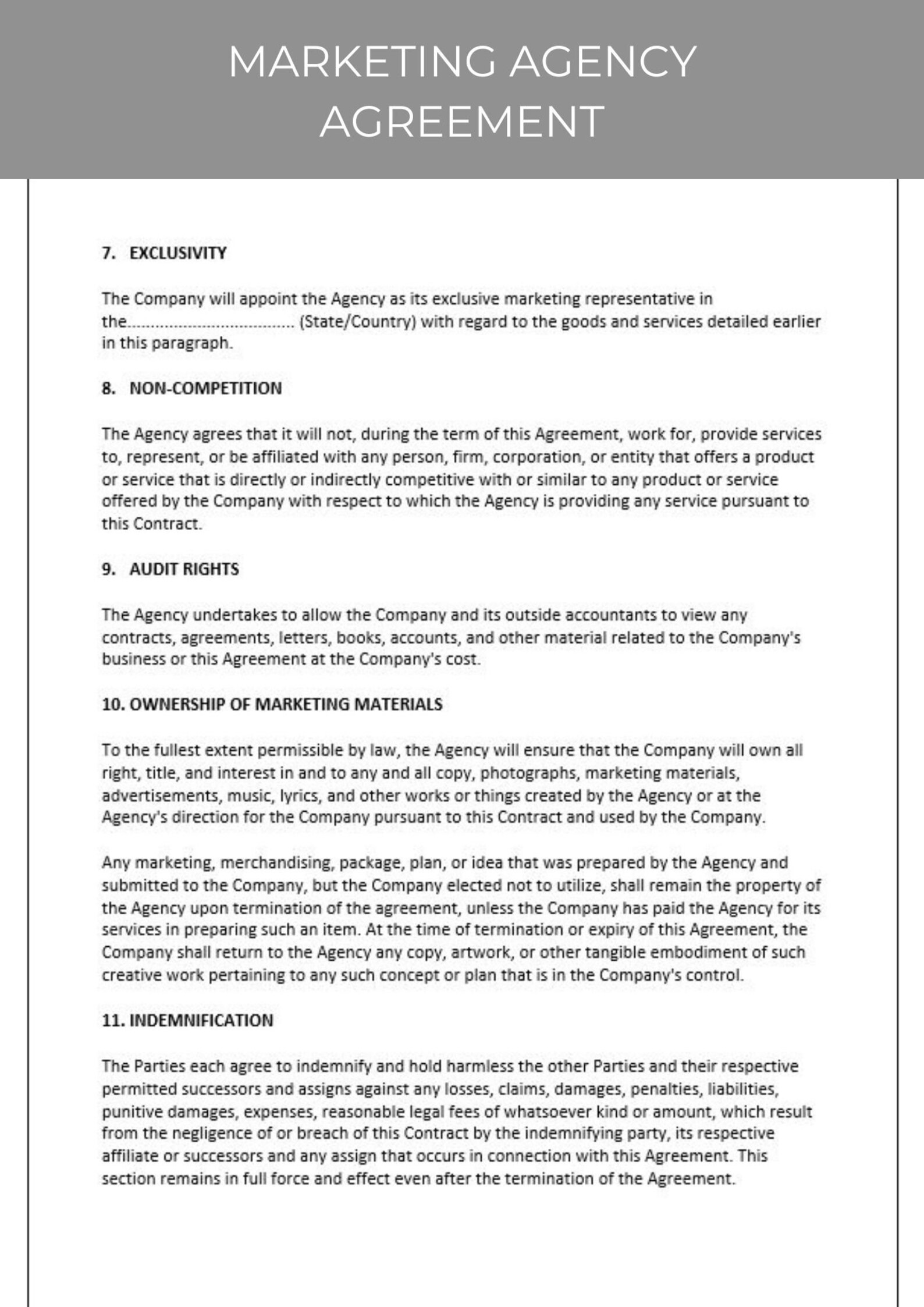 Marketing Agency Agreement, Contract Agreement, Marketing Agency ...