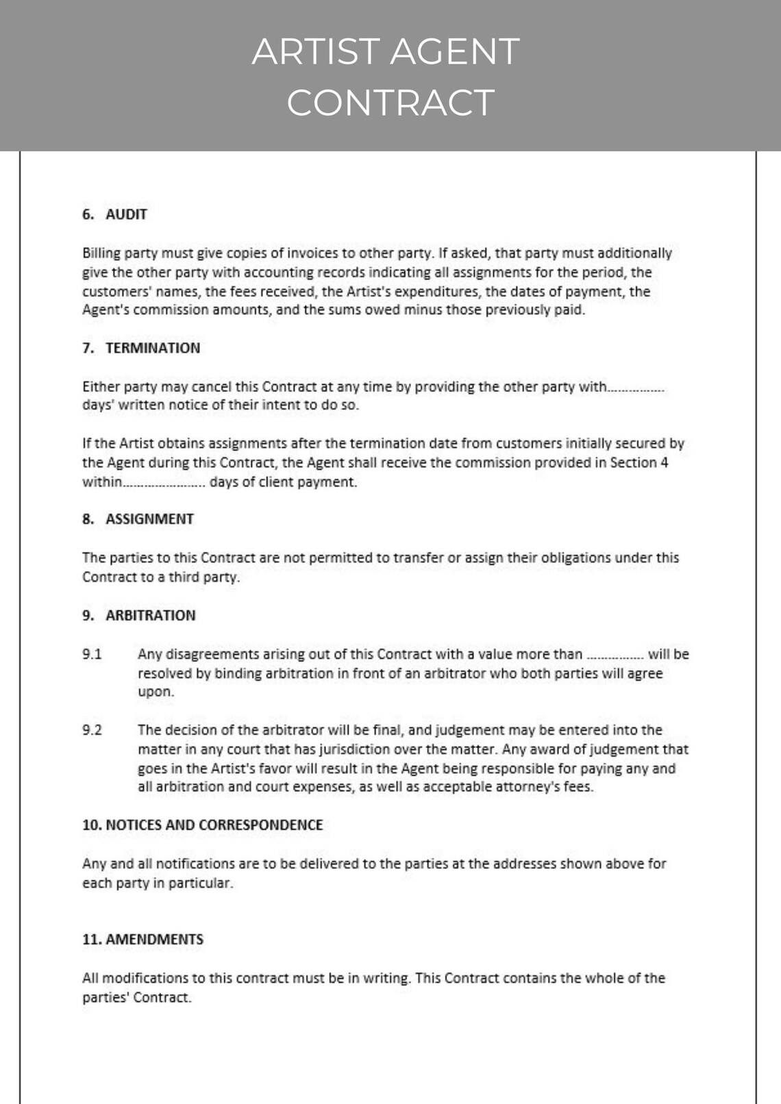 Artist Agent Contract - Etsy