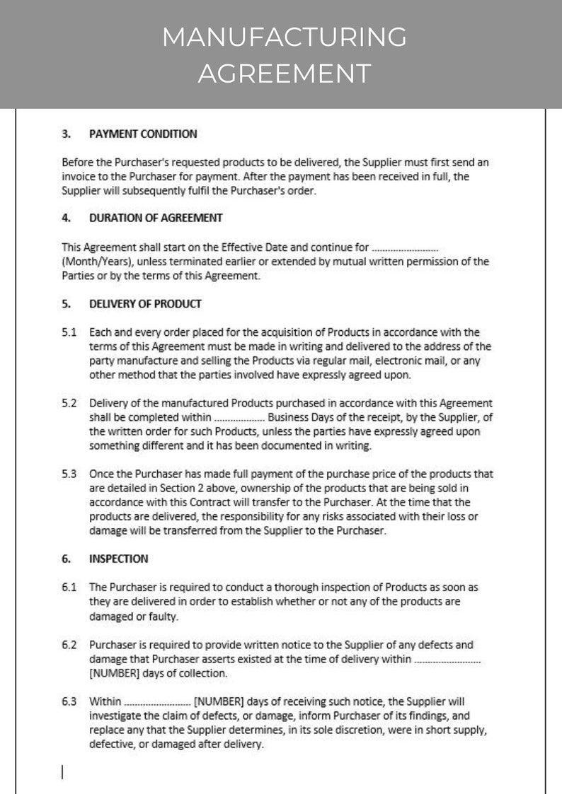 The Manufacturing Agreement - Etsy