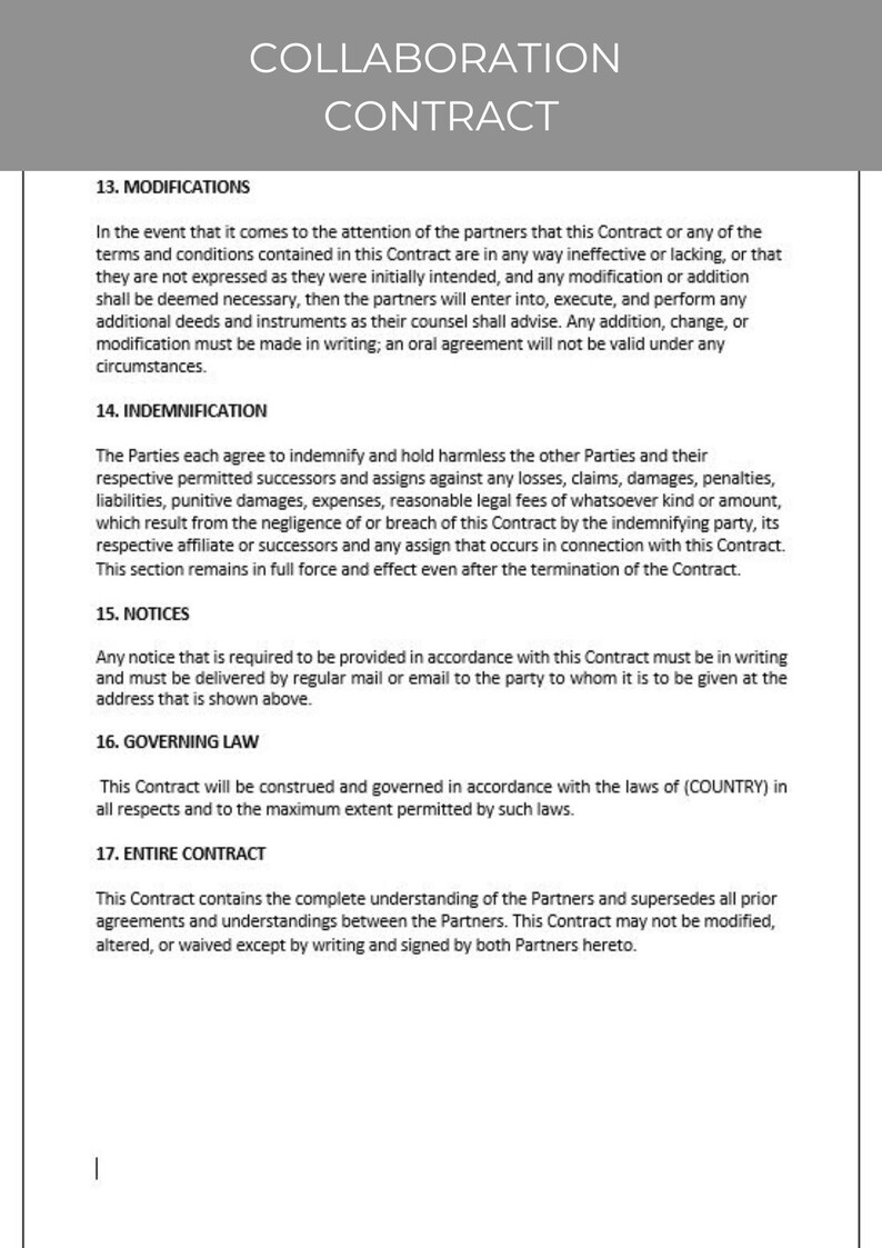 Collaboration Contract - Etsy