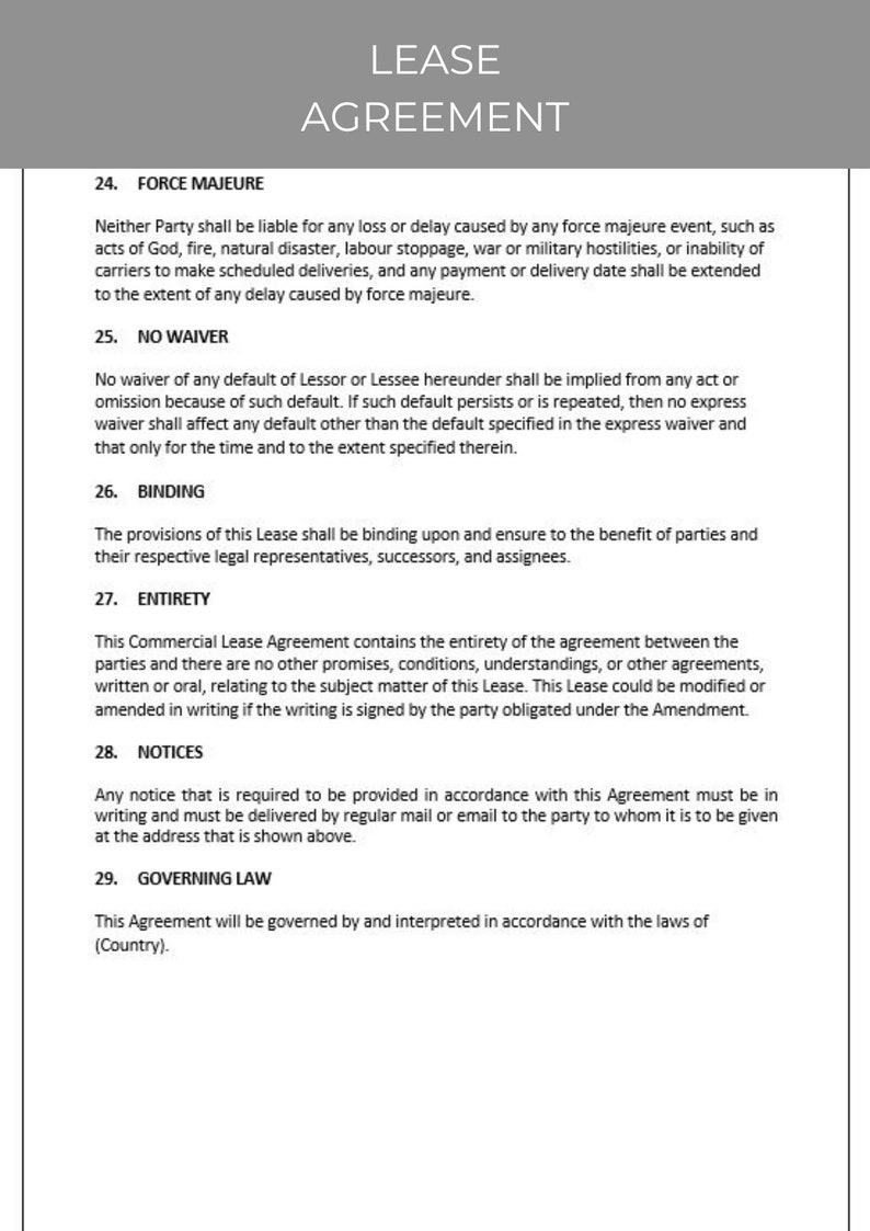 Lease Agreement, Rental Agreement, Commercial Lease, Lease Contract ...