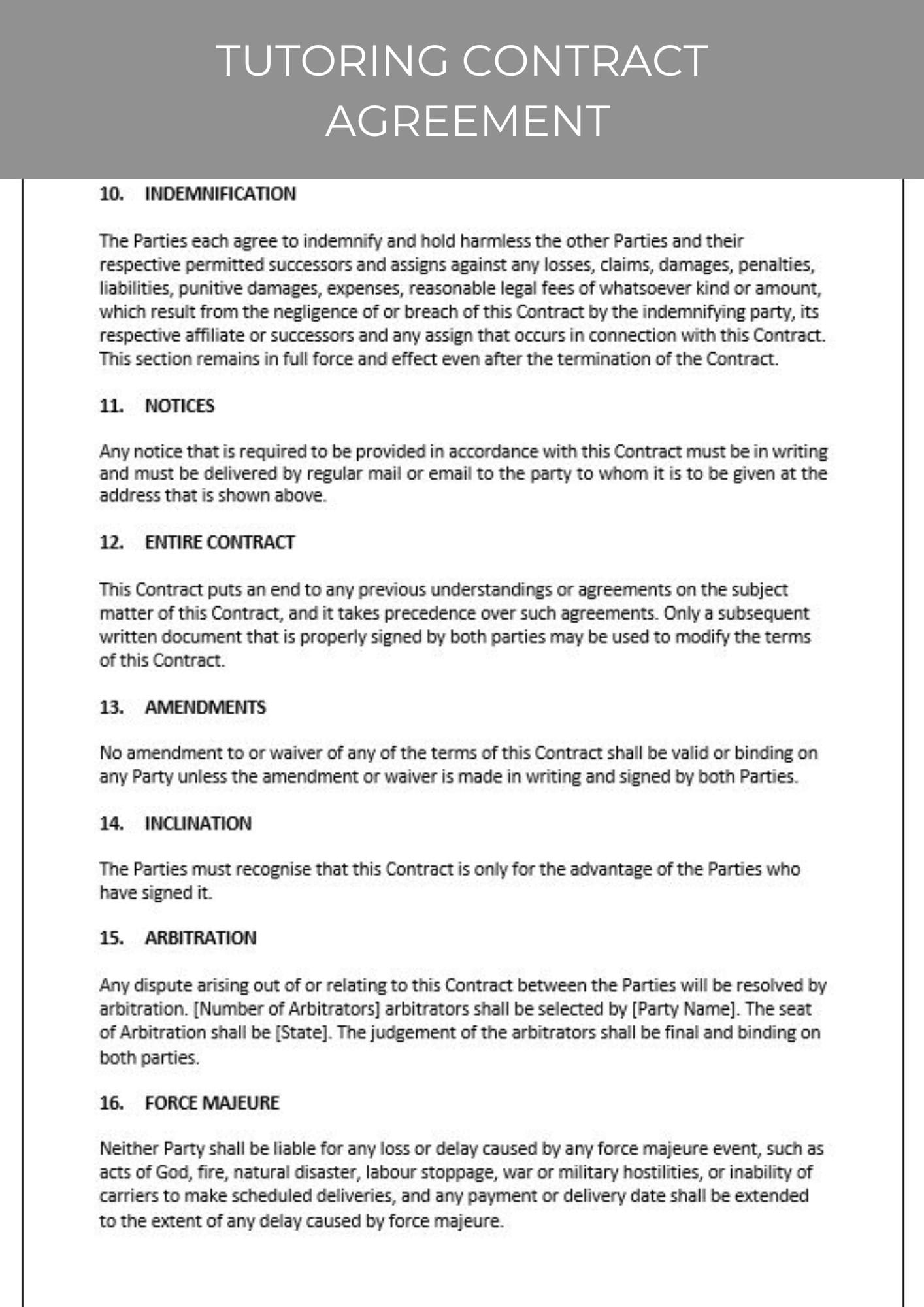 Tutoring Contract - Etsy