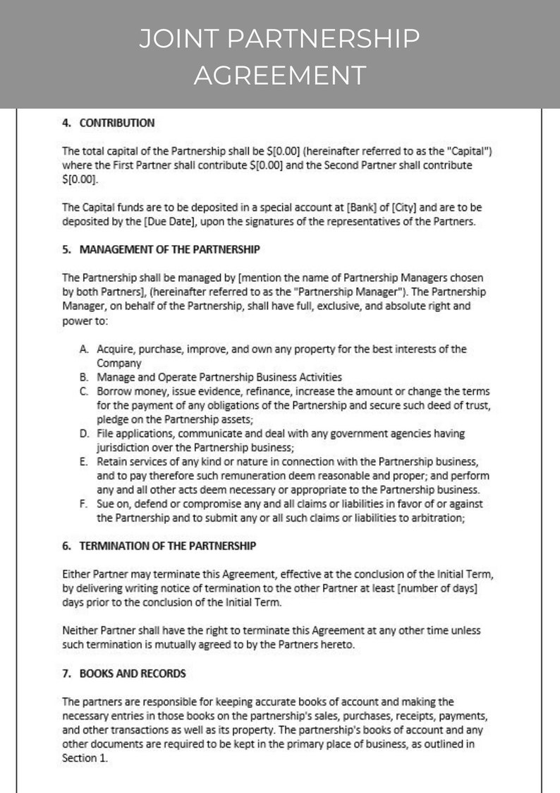 Joint Partnership Agreement - Etsy