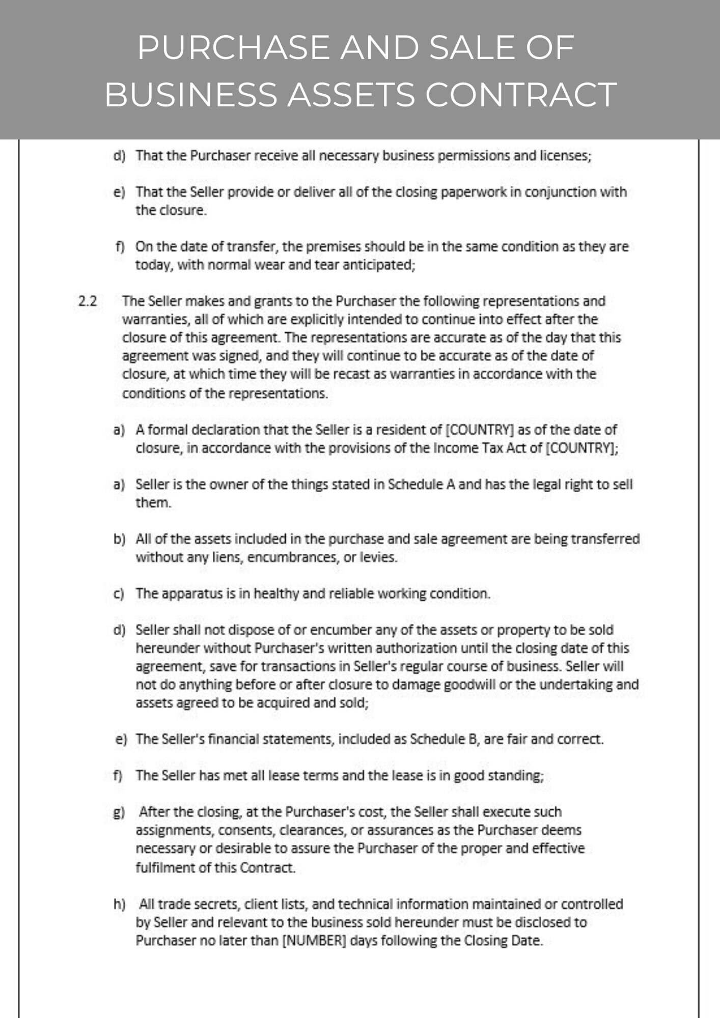 Purchase and Sale of Business Assets Contract - Etsy
