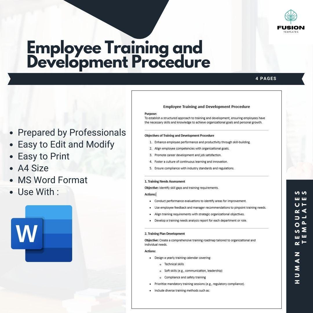 Employee Training and Development Procedure Template Human Resources ...