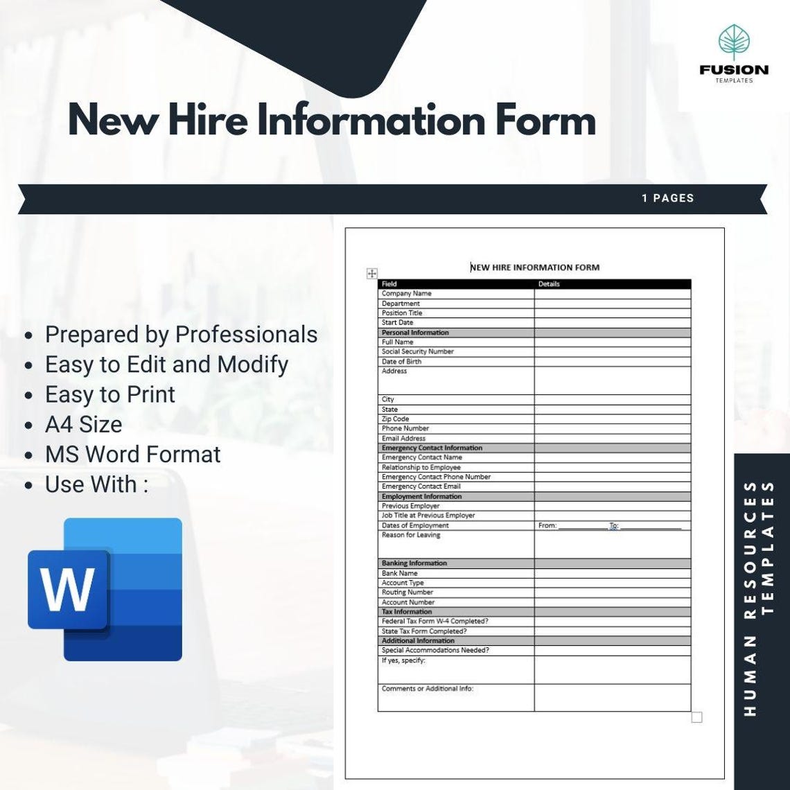 New Hire Information Form Template - Etsy