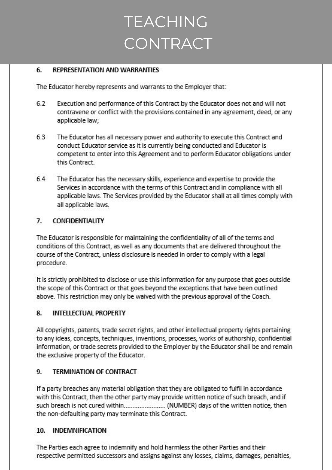 Teaching Contract - Etsy