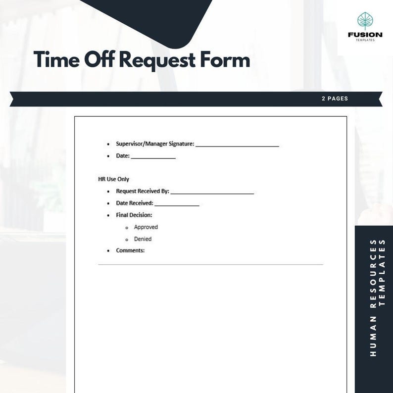 Time off Request Form Template - Etsy