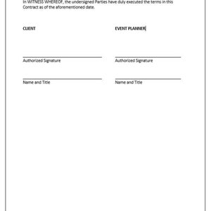 Event Contract, Editable Template, Contract Agreement, Event Contract ...