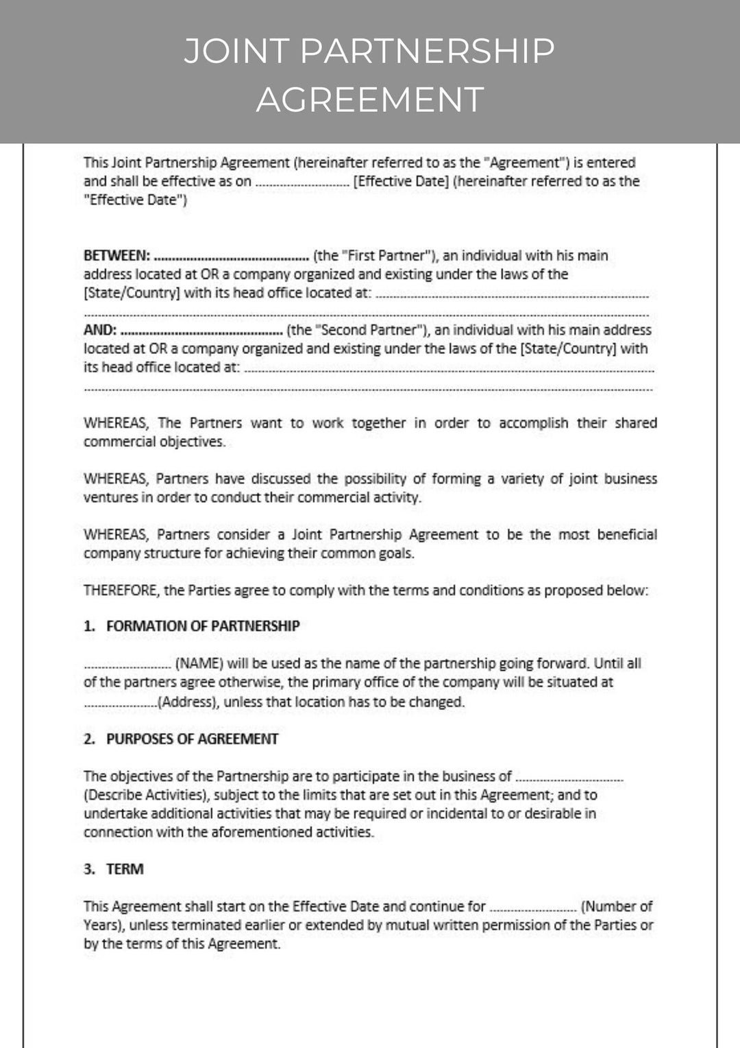 Joint Partnership Agreement - Etsy