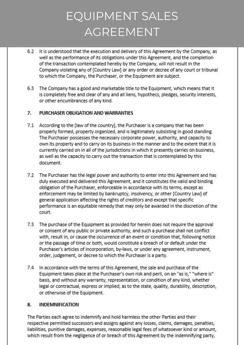 Equipment Sales Agreement - Etsy