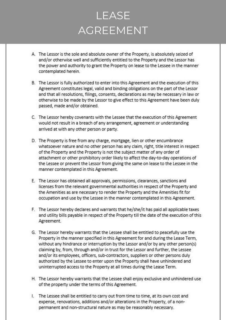 Lease Agreement, Rental Agreement, Commercial Lease, Lease Contract ...