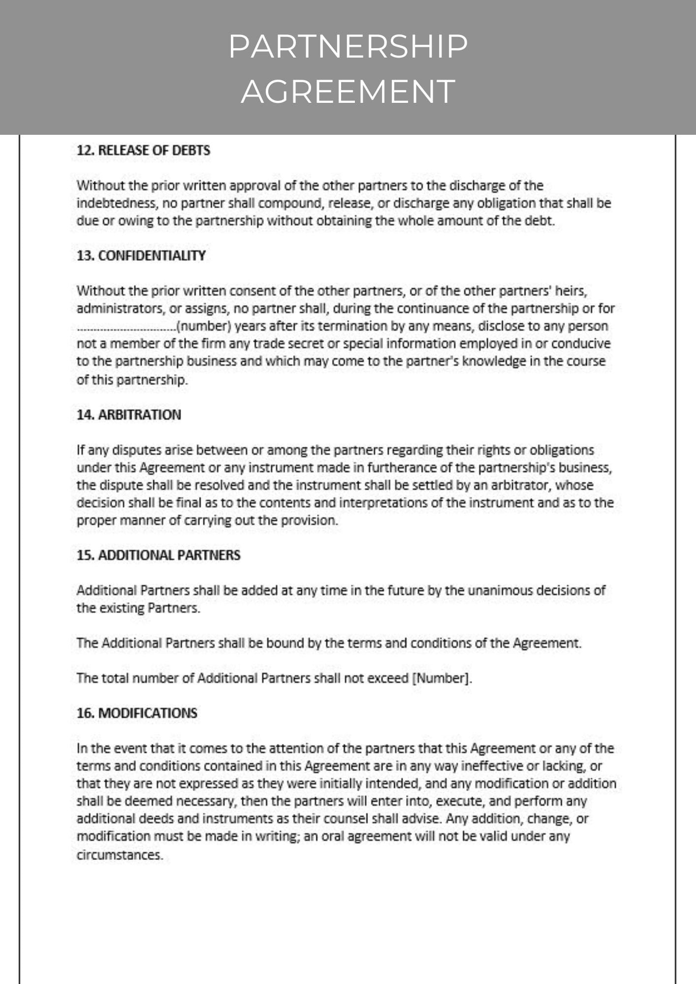 Partnership Agreement, Contract Agreement, Partnership Contract ...