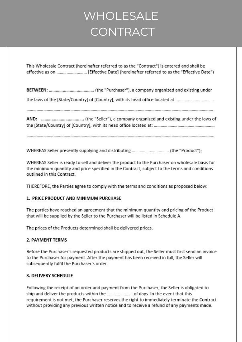 Wholesale Contract - Etsy