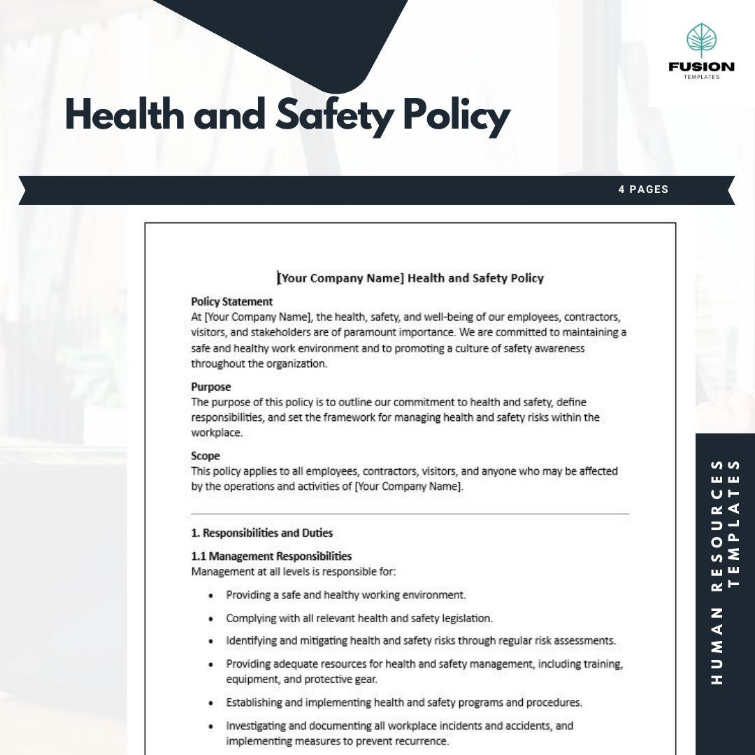 Health and Safety Policy Template - Etsy